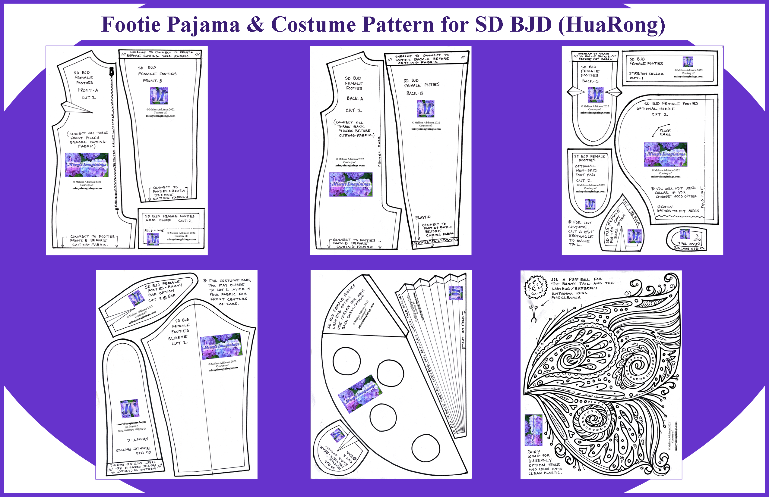 A Footie Pajama and Costume BJD Pattern – missy's imaginings